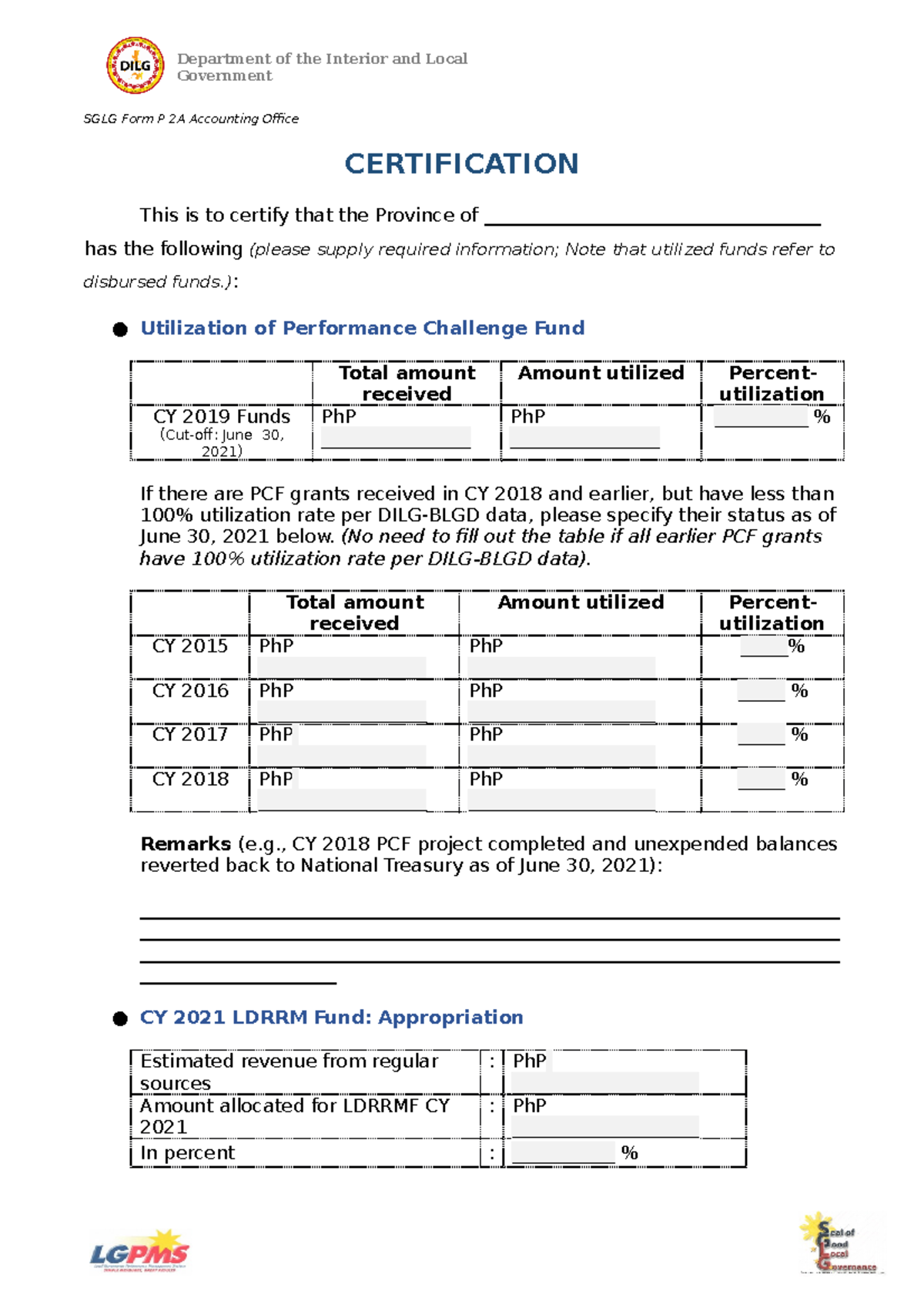 Form 2A-2N Certifications Prov - SGLG Form P 2A Accounting Office ...