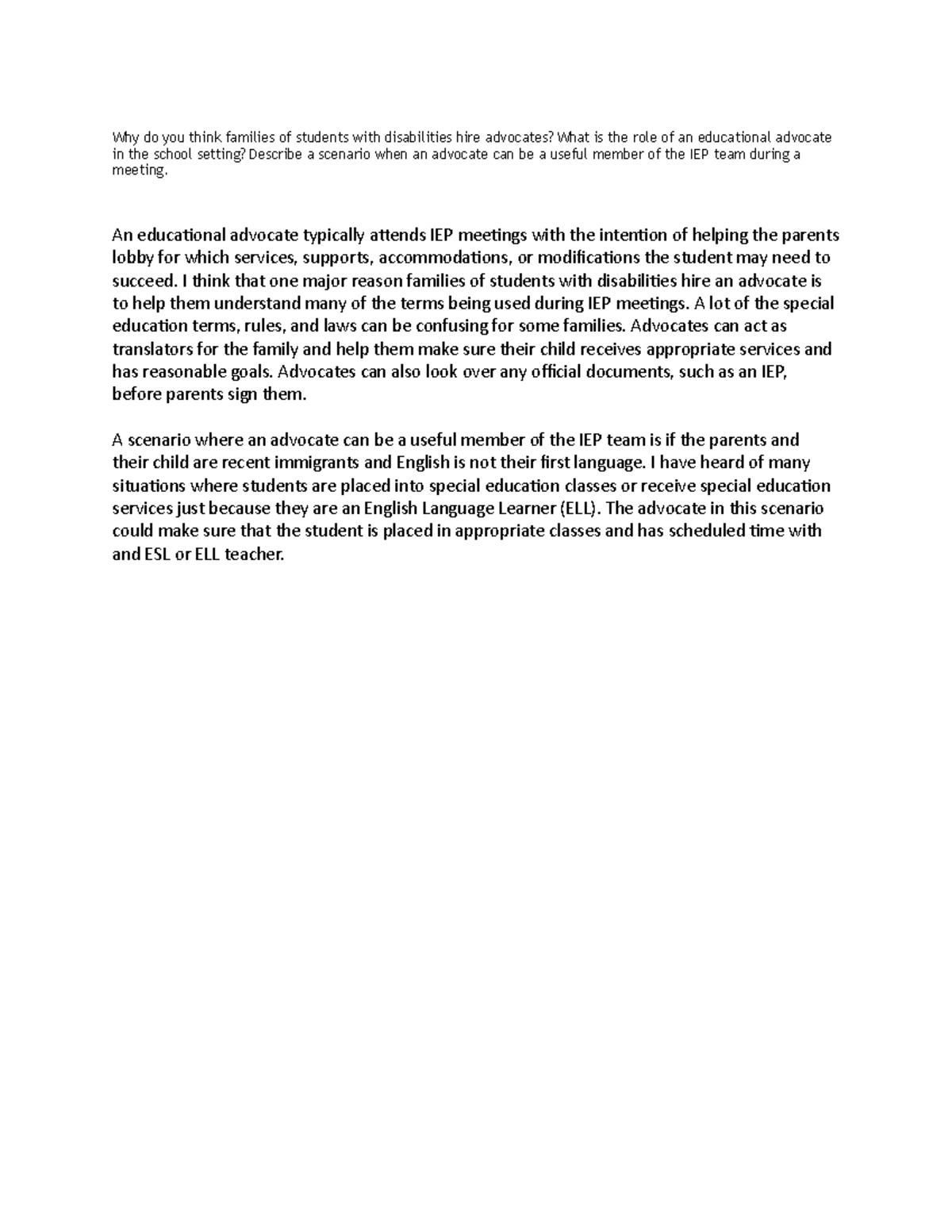 Topic 4 Discussion Question 2 - Why do you think families of students ...