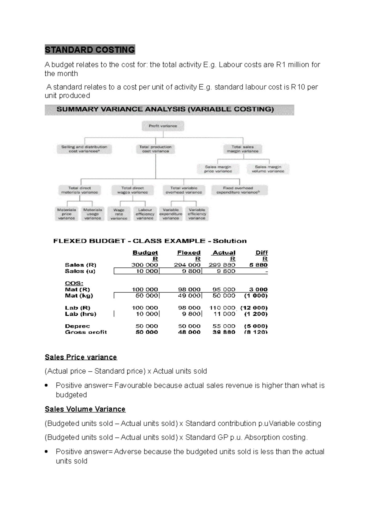 Standard Costing Notes FBS200 - STANDARD COSTING A budget relates to ...