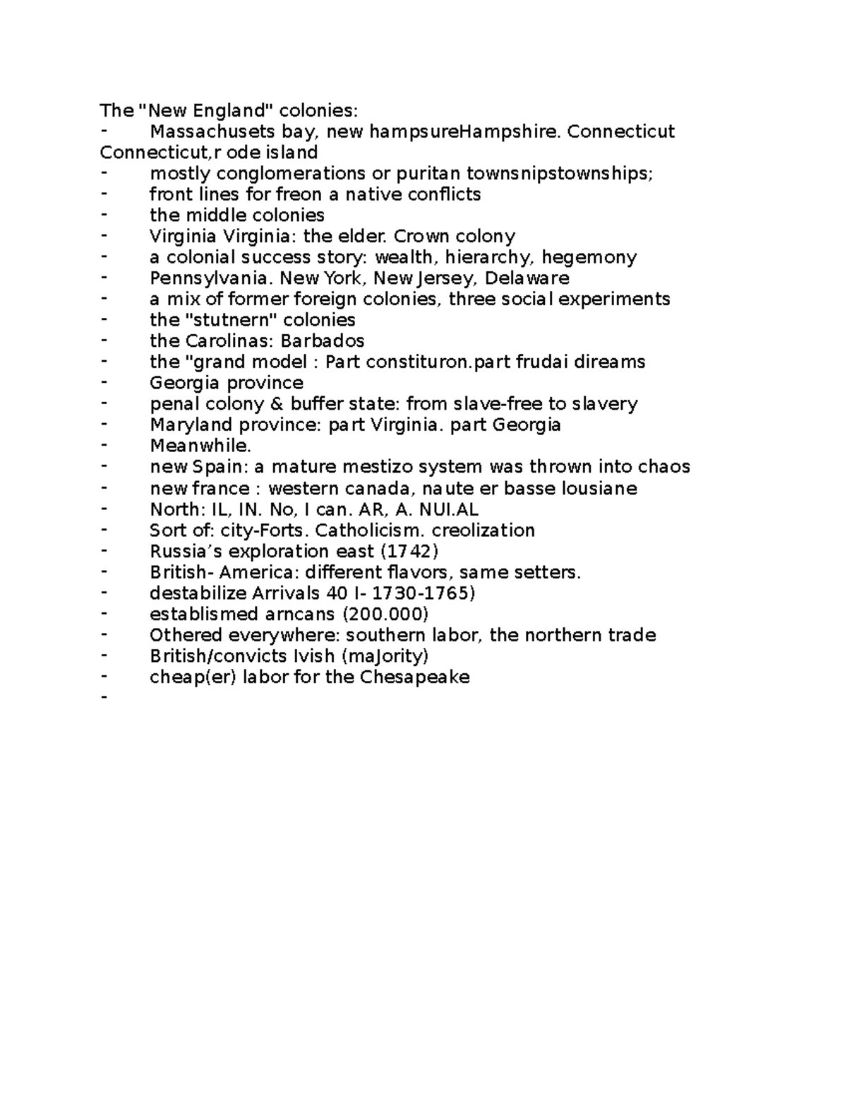 Notes 10 - Hartman - The "New England" colonies: ⁃ Massachusets bay ...