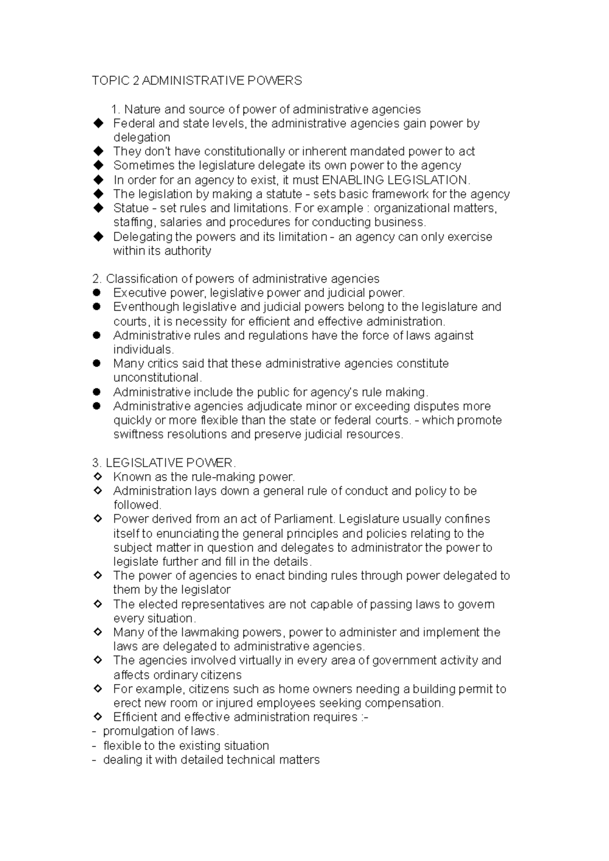 Topic 2 Administrative Powers notes - TOPIC 2 ADMINISTRATIVE POWERS ...