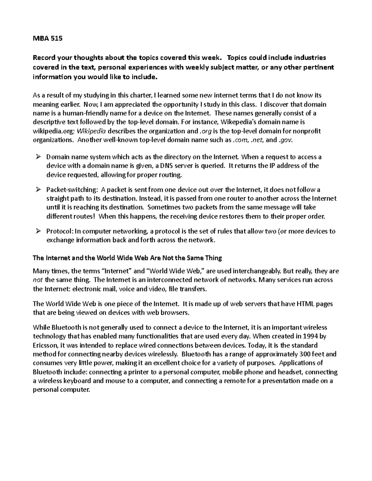 MBA 515 Week 5 learning journal - MBA 515 Record your thoughts about ...