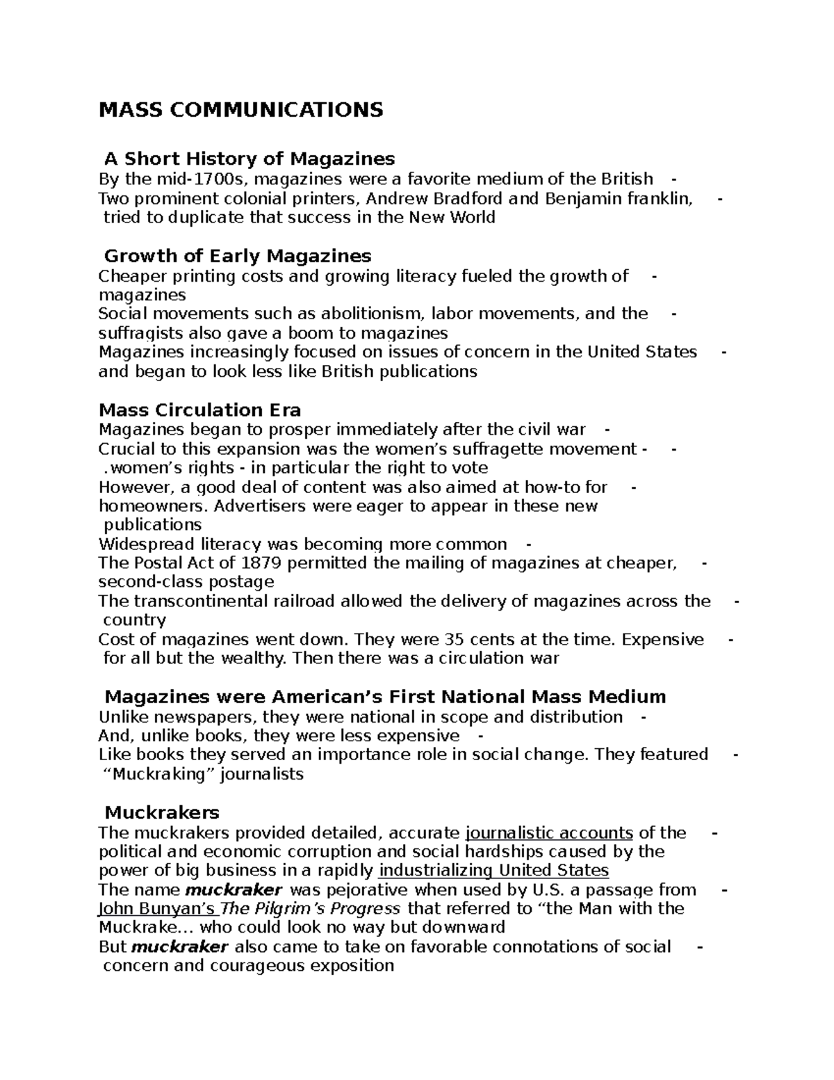 Magazines - MASS COMMUNICATIONS A Short History of Magazines By the mid ...