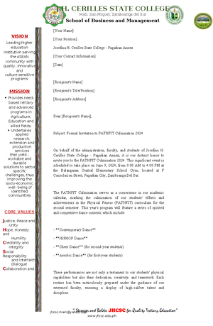 Pathfit Culmination - Letter OF Invitation - VISION Leading higher ...