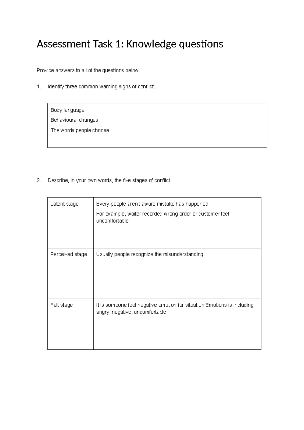Assessment Task 1 010 - task1 - Assessment Task 1: Knowledge questions ...