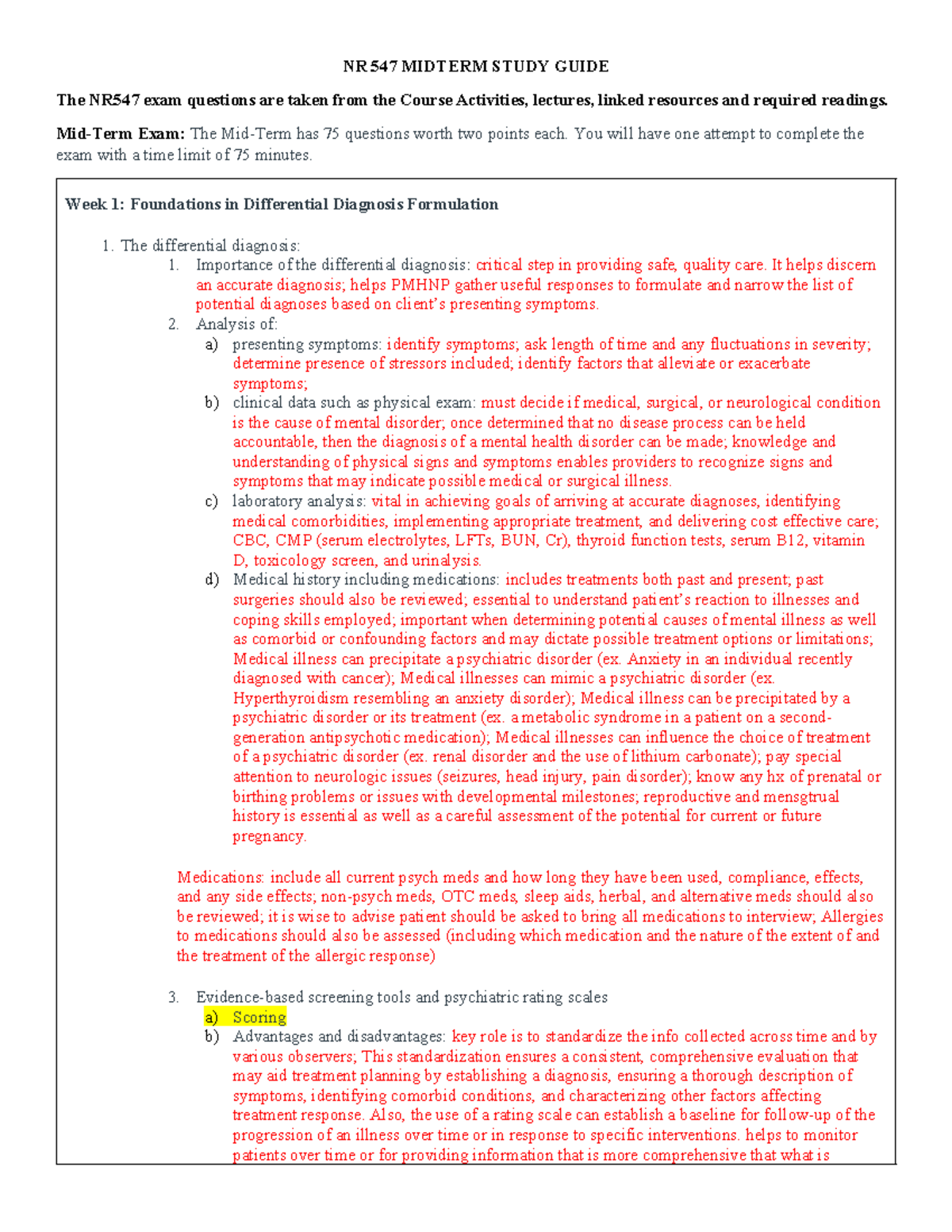 Midterm Study Guide - NR 547 MIDTERM STUDY GUIDE The NR547 exam questions are taken from the ...