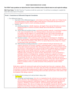 NR547 Diff Diagnosis Week 1 recap - The process of DSM-5 differential ...