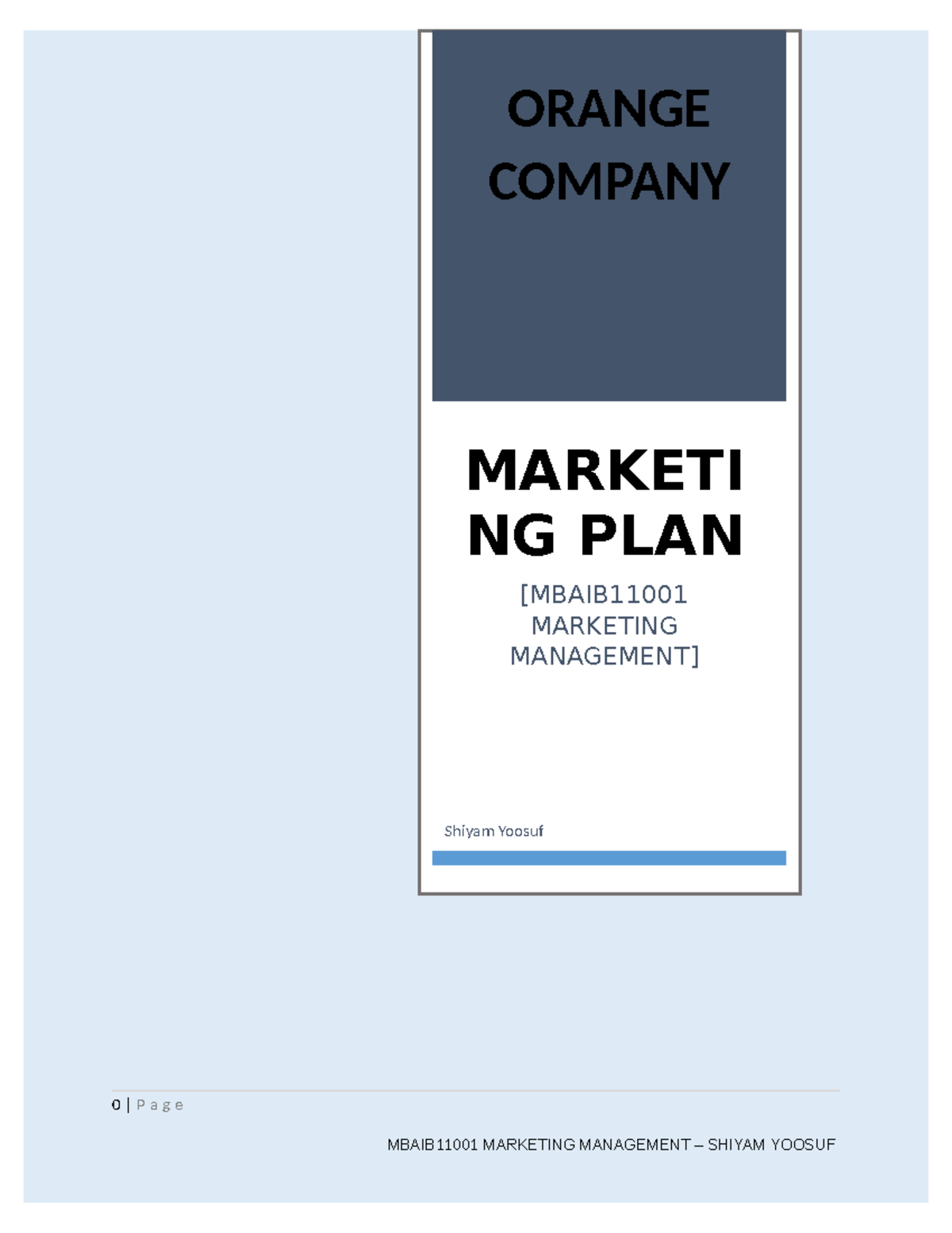 Assignment Marketing Plan Orange 2 - 0 | P a g e ORANGE COMPANY MARKETI ...