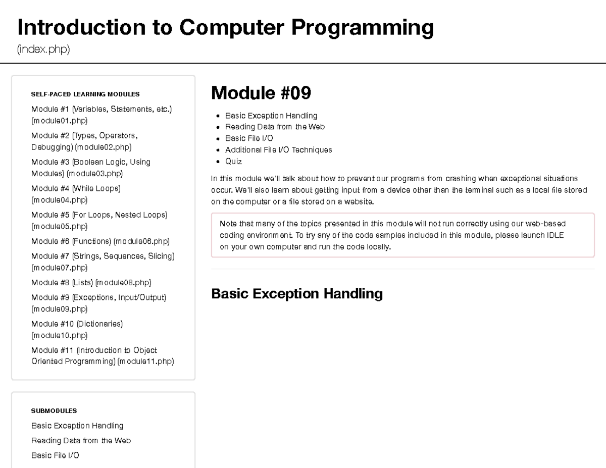 Mod9 - mod9 - Introduction to Computer Programming (index) SELF-PACED ...