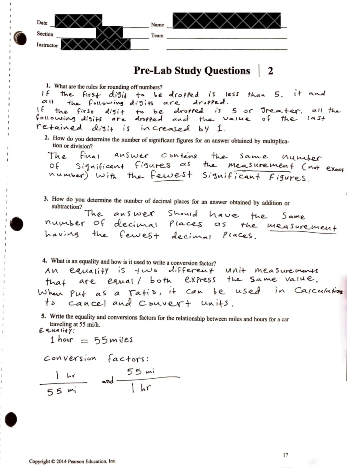Lab 2 chem 4 copy - Lab 2 for Fundamentals of Chemistry (got A). - Date ...