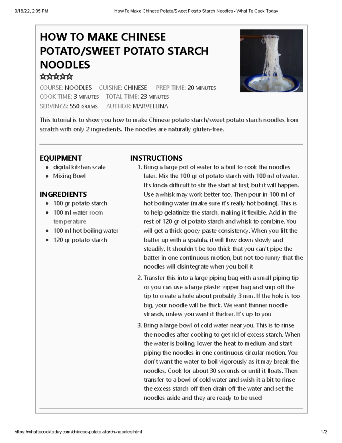 How To Make Chinese Potato Sweet Potato Starch Noodles - What To Cook ...