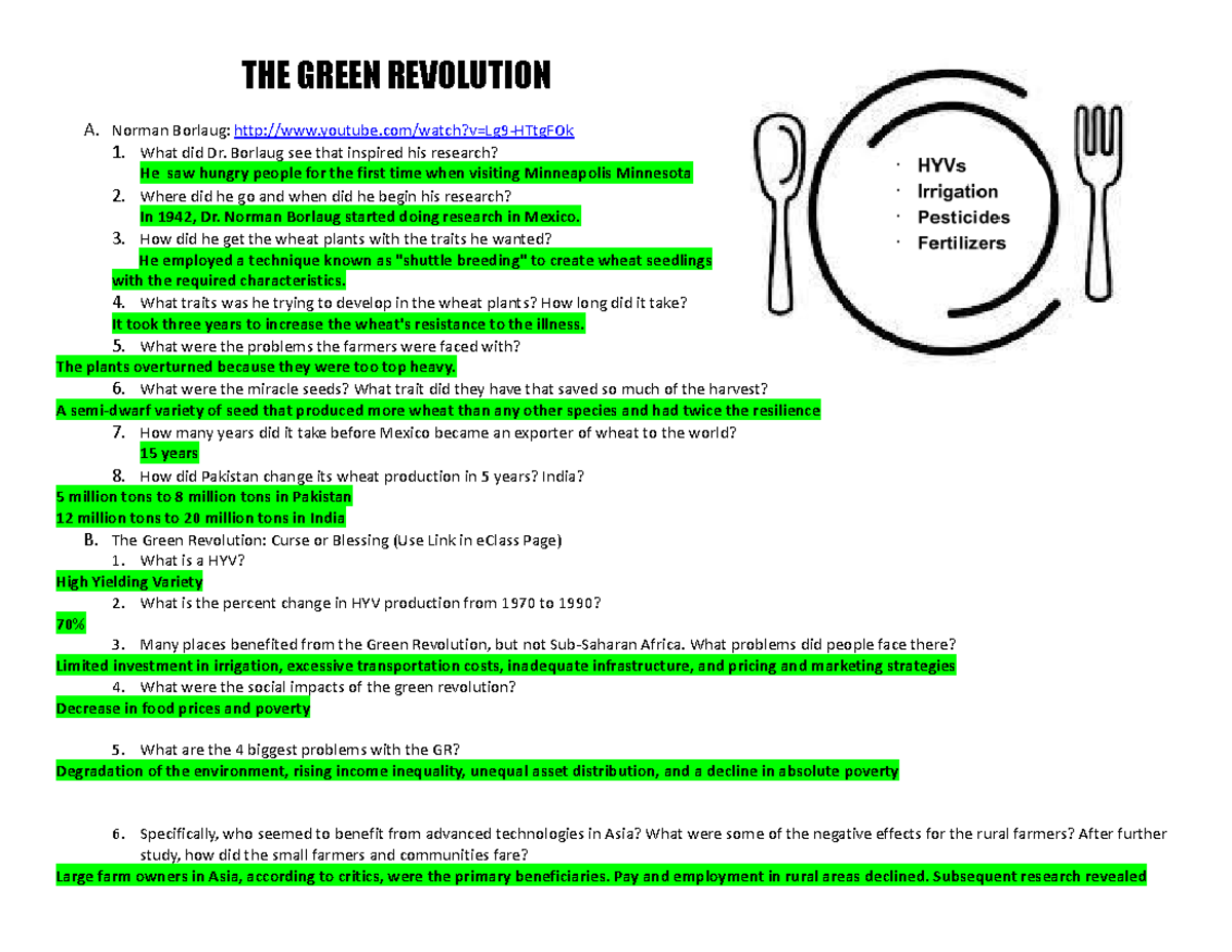 Copy of THE Green Revolution - THE GREEN REVOLUTION A. Norman Borlaug ...
