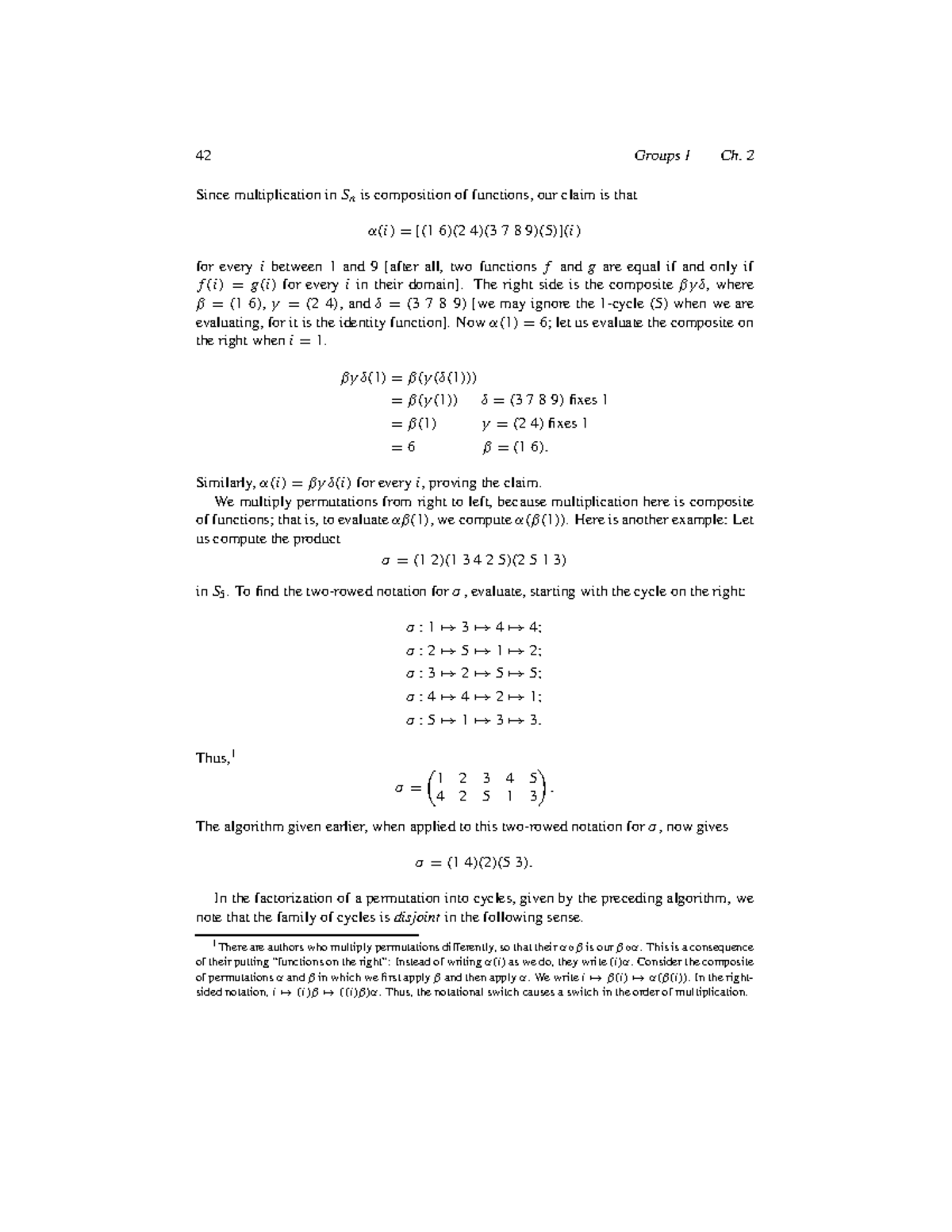 Basic Algebra 101 - 42 Groups I Ch. 2 Since multiplication in Sn is ...