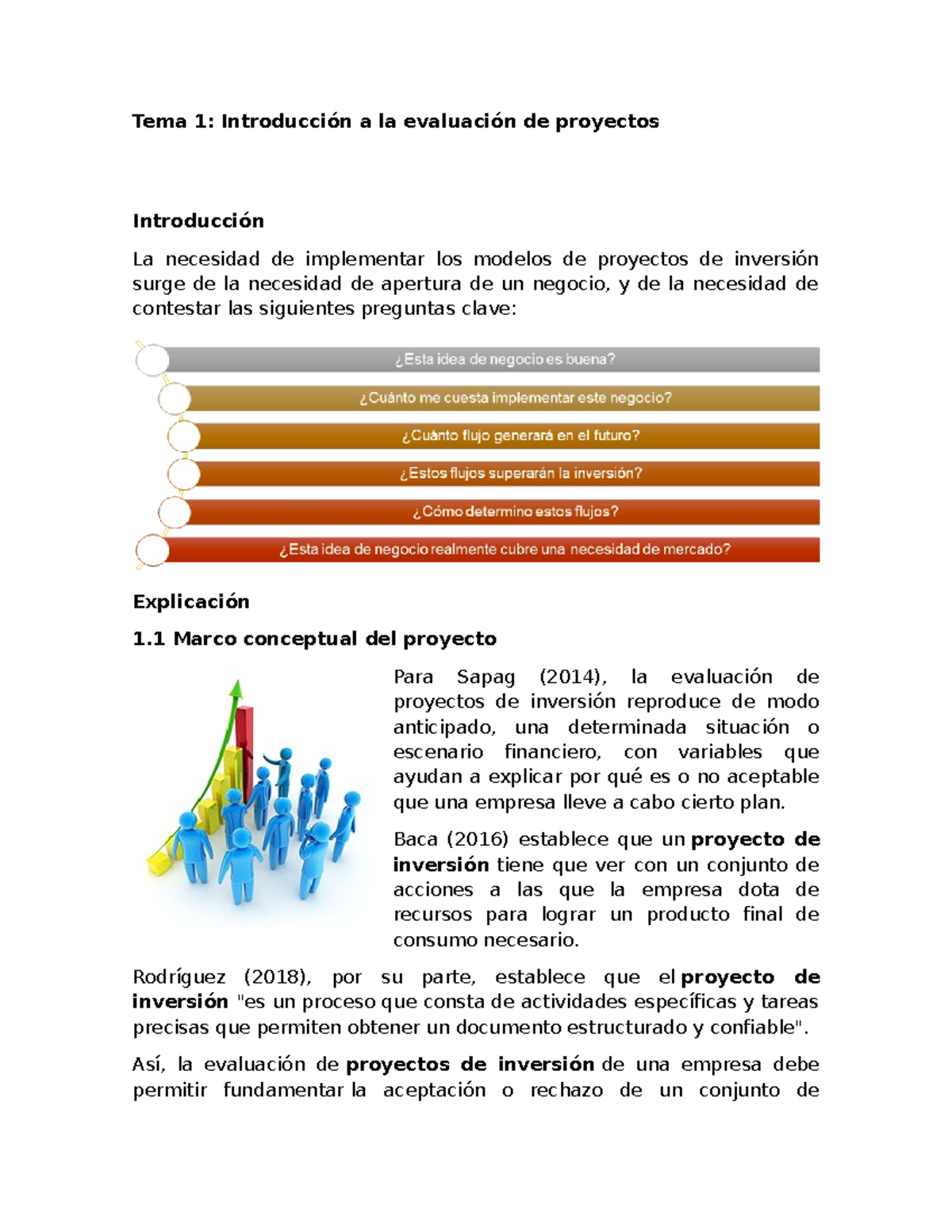 Evaluación de proyectos - Tema 1: Introducción a la evaluación de proyectos Introducción La ...