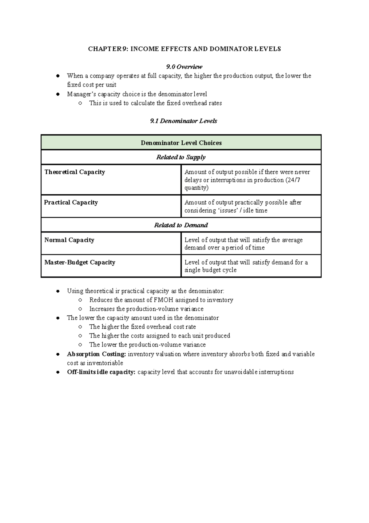Chapter 9 Income Effects AND Dominator Levels - CHAPTER 9: INCOME ...