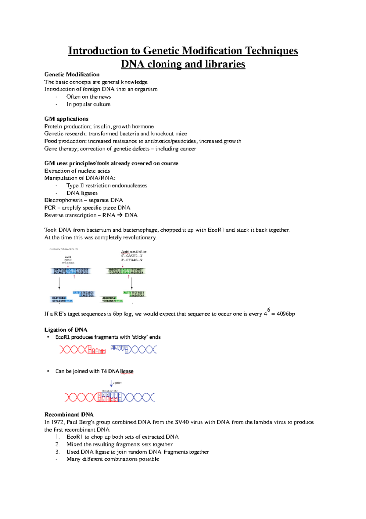 10 DNA cloning and libraries - Introduction to Genetic Modification ...
