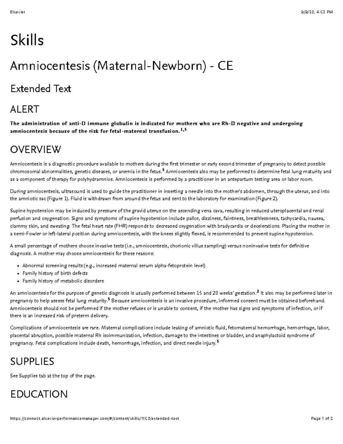 Amniocentesis - Elsevier - Skills Amniocentesis (Maternal-Newborn) - CE ...