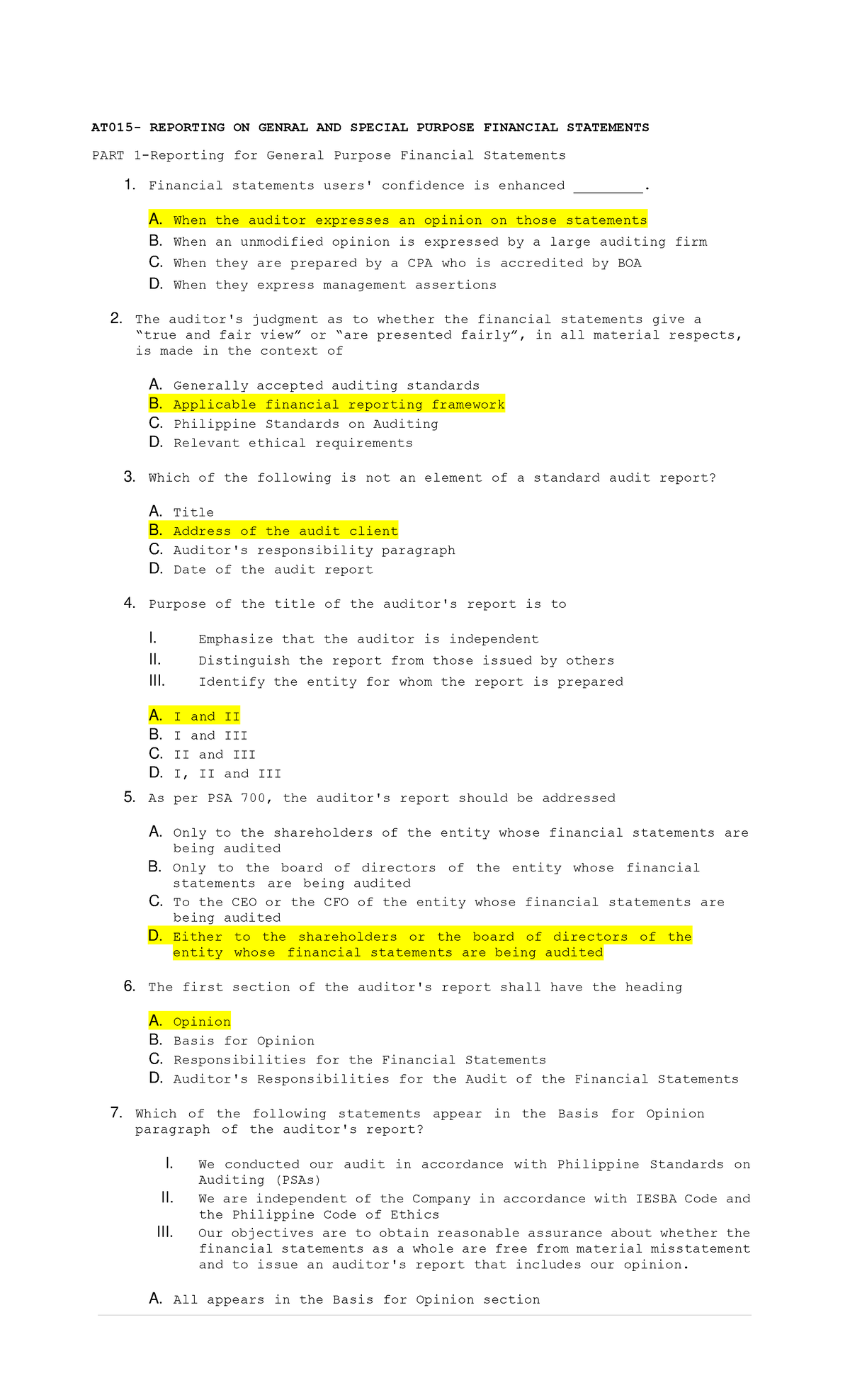 15 Audit 2 Reporting General Purpose AND Special Purpose FS - AT015 ...