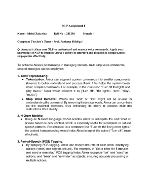 EXP 2 NLP-edit - Nlp practical implementation - Experiment No. 2 Aim: Apply various text - Studocu