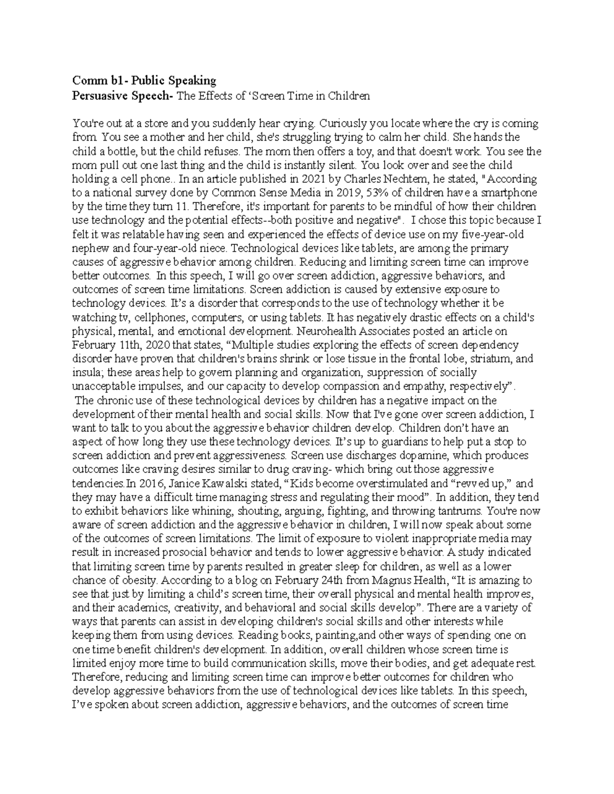 Persuasive Speech - Comm b1- Public Speaking Persuasive Speech- The ...