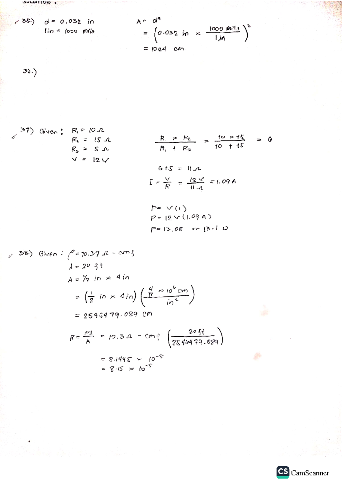 Electrical Engineering Review - CamScanner CamScanner - Studocu