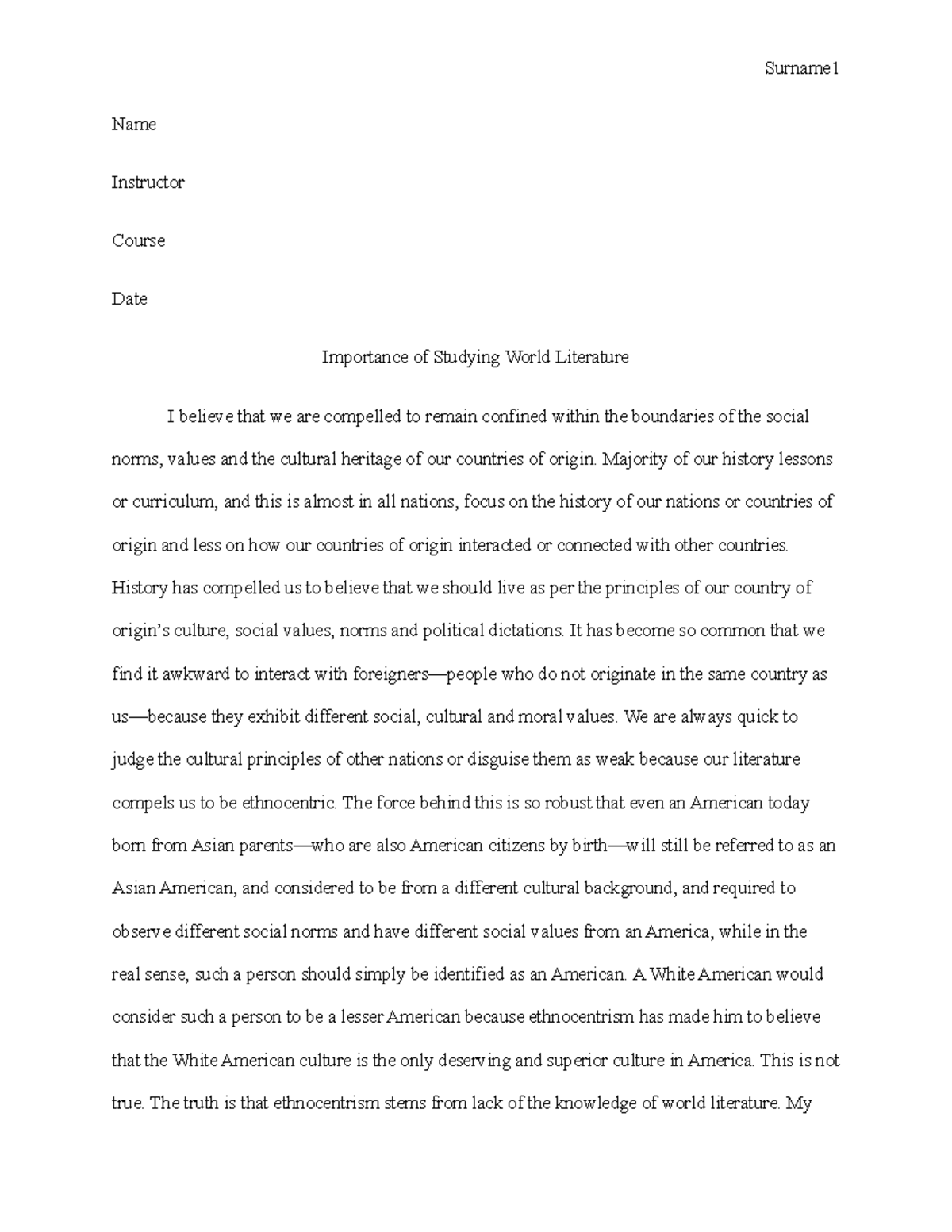 World Literature - COMMUNICATION FROM AN ANALYSIS PERSPECTIVE - Name ...