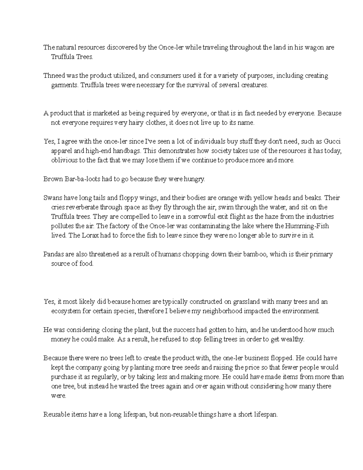 Kajepan Nanthakumar - 1.1 - The Lorax (Sustainability) - The natural ...