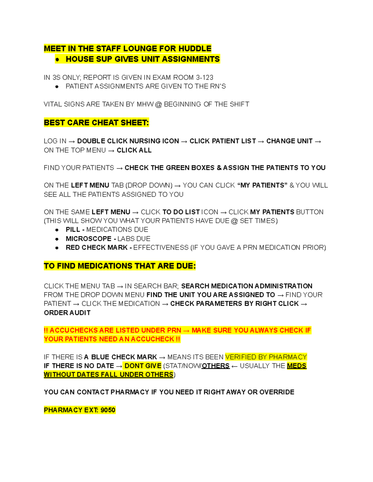 Orientation Notes - MEET IN THE STAFF LOUNGE FOR HUDDLE HOUSE SUP GIVES ...