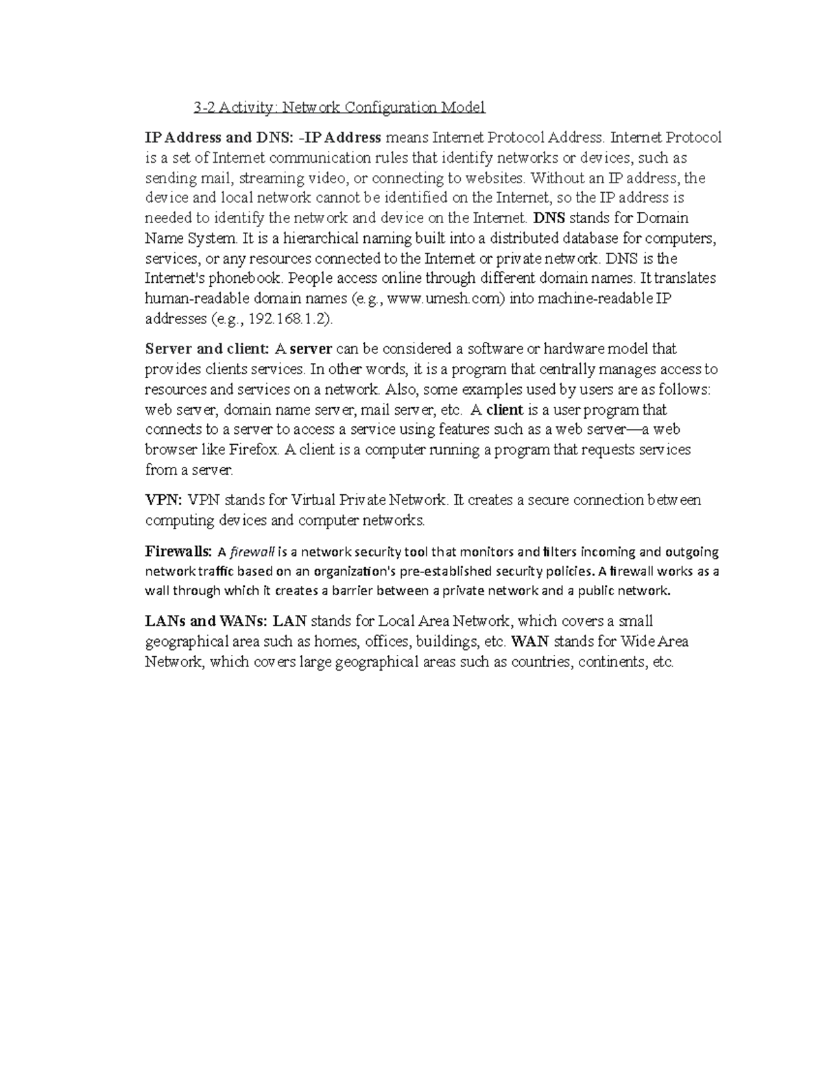 3-2 Network Configuration Model - 3-2 Activity: Network Configuration ...