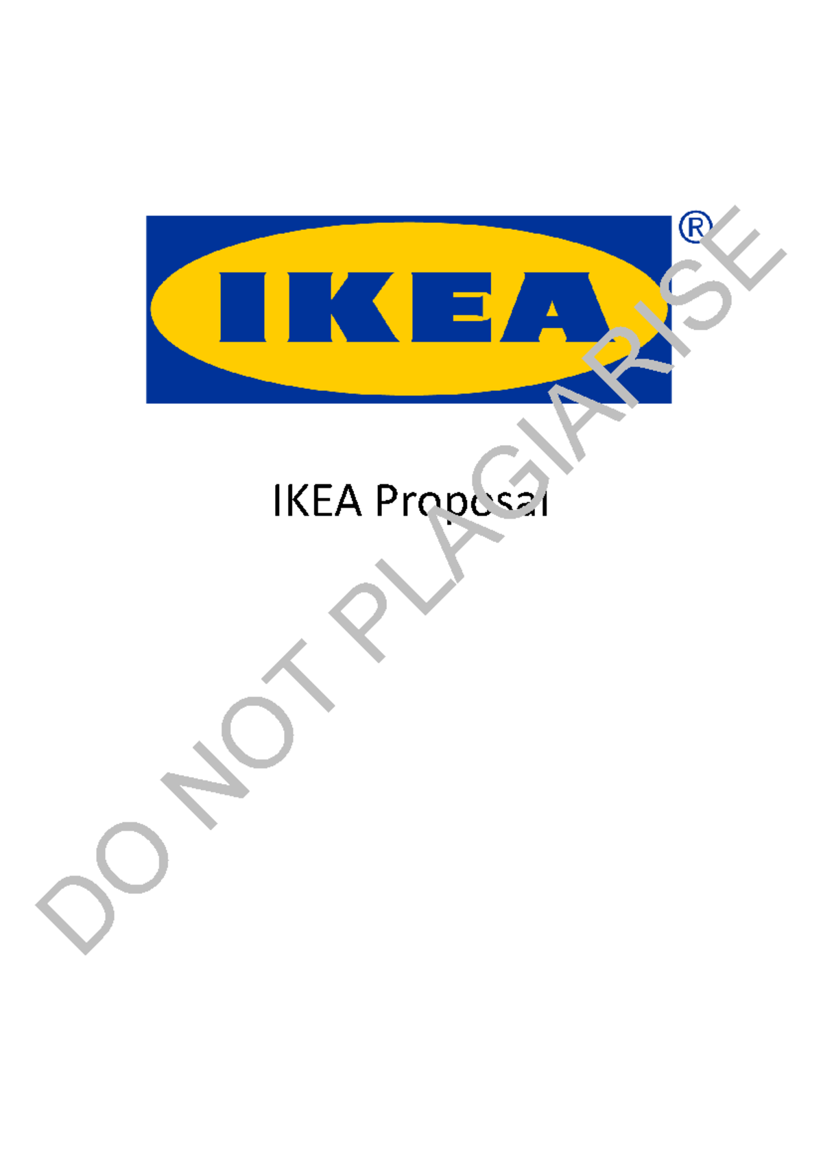 Sample Proposal IKEA Student version - IKEA Proposal DO NOT PLAGIARISE ...