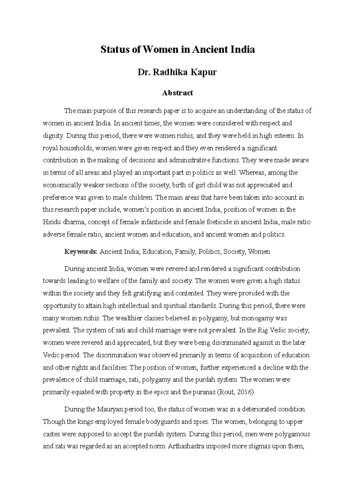 Statusof Womenin Ancient India-Paper 2 - Status of Women in Ancient ...