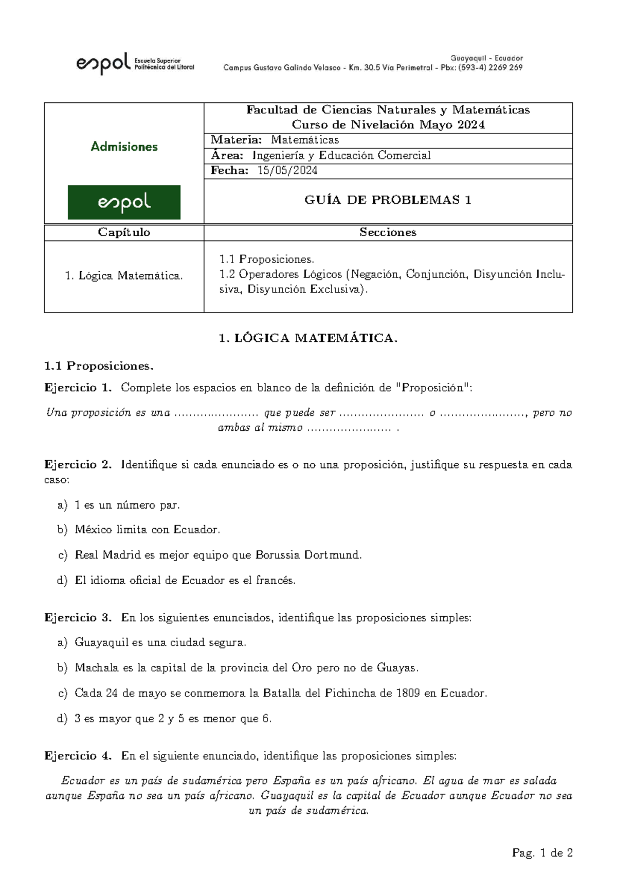 GP01 - traea - Facultad de Ciencias Naturales y Matemáticas Curso de ...