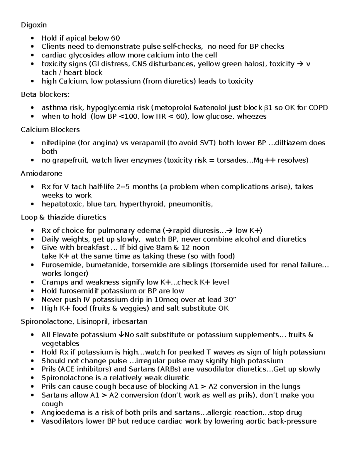 Rx review concepts - Digoxin Hold if apical below 60 Clients need to ...