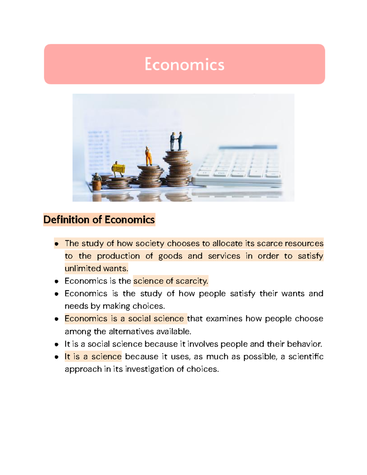 Principles of Economics - Definition of Economics The study of how ...
