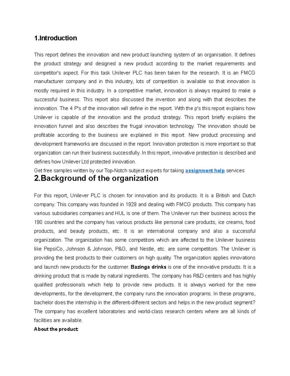 Business Case on Innovation and Commercialization - 1 This report ...