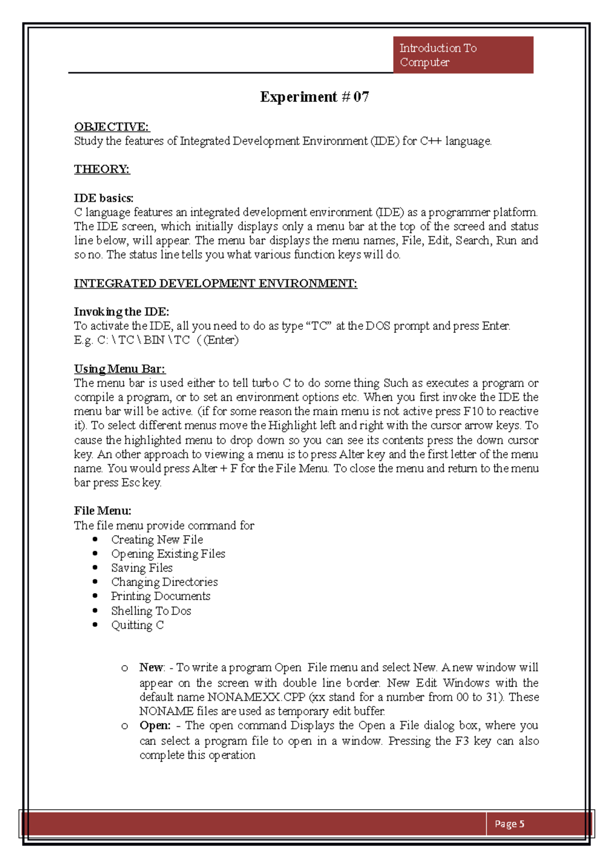 Lab7 - Study the features of Integrated Development Environment (IDE ...