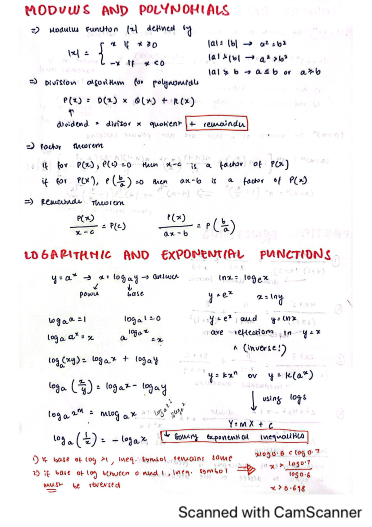 Pure Formula Sheet - MODUWS AND POLYNORIALS 2) Modulus Function (xl ...