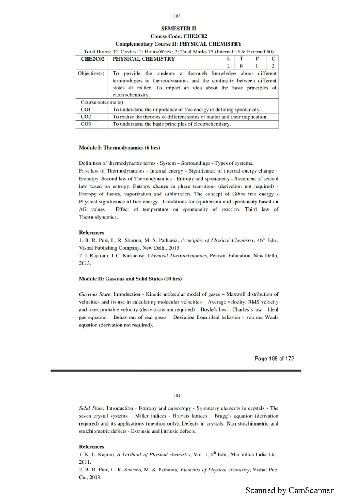 2nd sem Chemistry Syllabus - Bsc physics - Scanned by CamScanner Scanned by CamScanner - Studocu