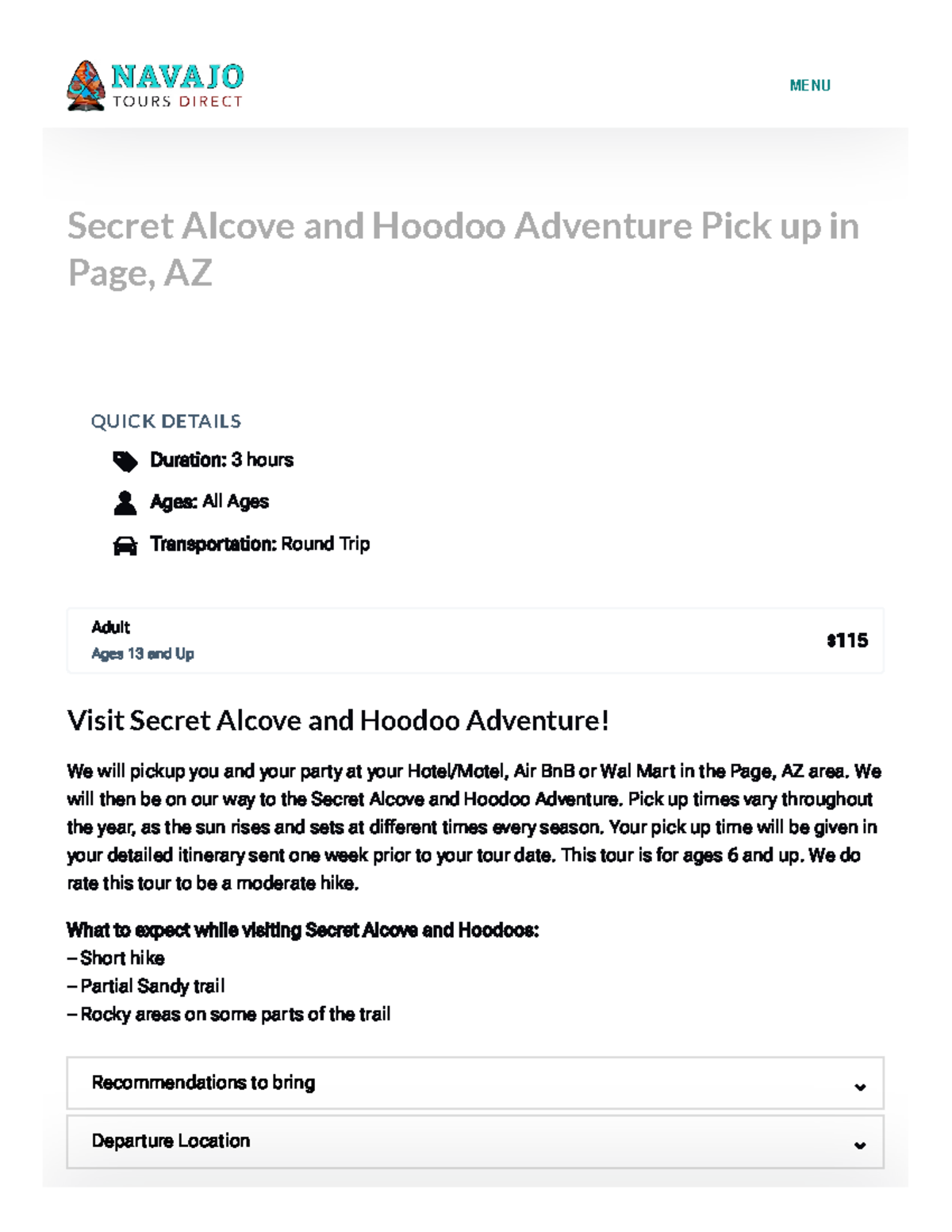 Secret Alcove and Hoodoo Adventure Pick up in Page, AZ - Adult Ages 13 ...