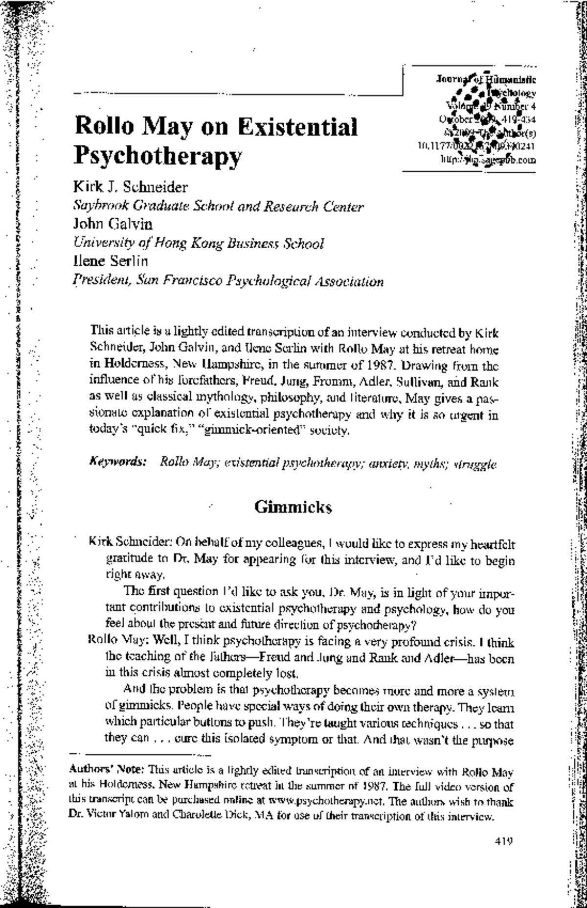 Rollo may existential psych - istic og/ 4 Rollo May on Existential ...