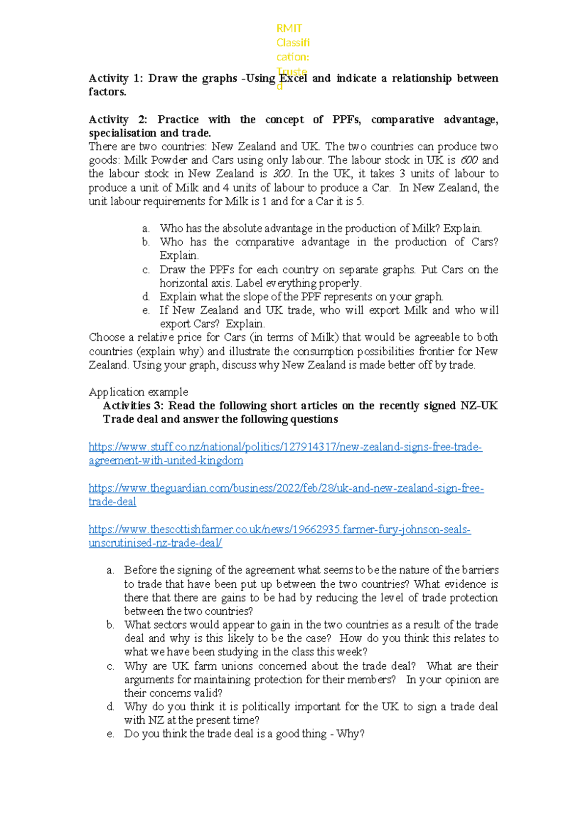 Tutorial Busm2565 3 2003 Week2 Rmit Classifi Cation Truste D Activity 1 Draw The Graphs