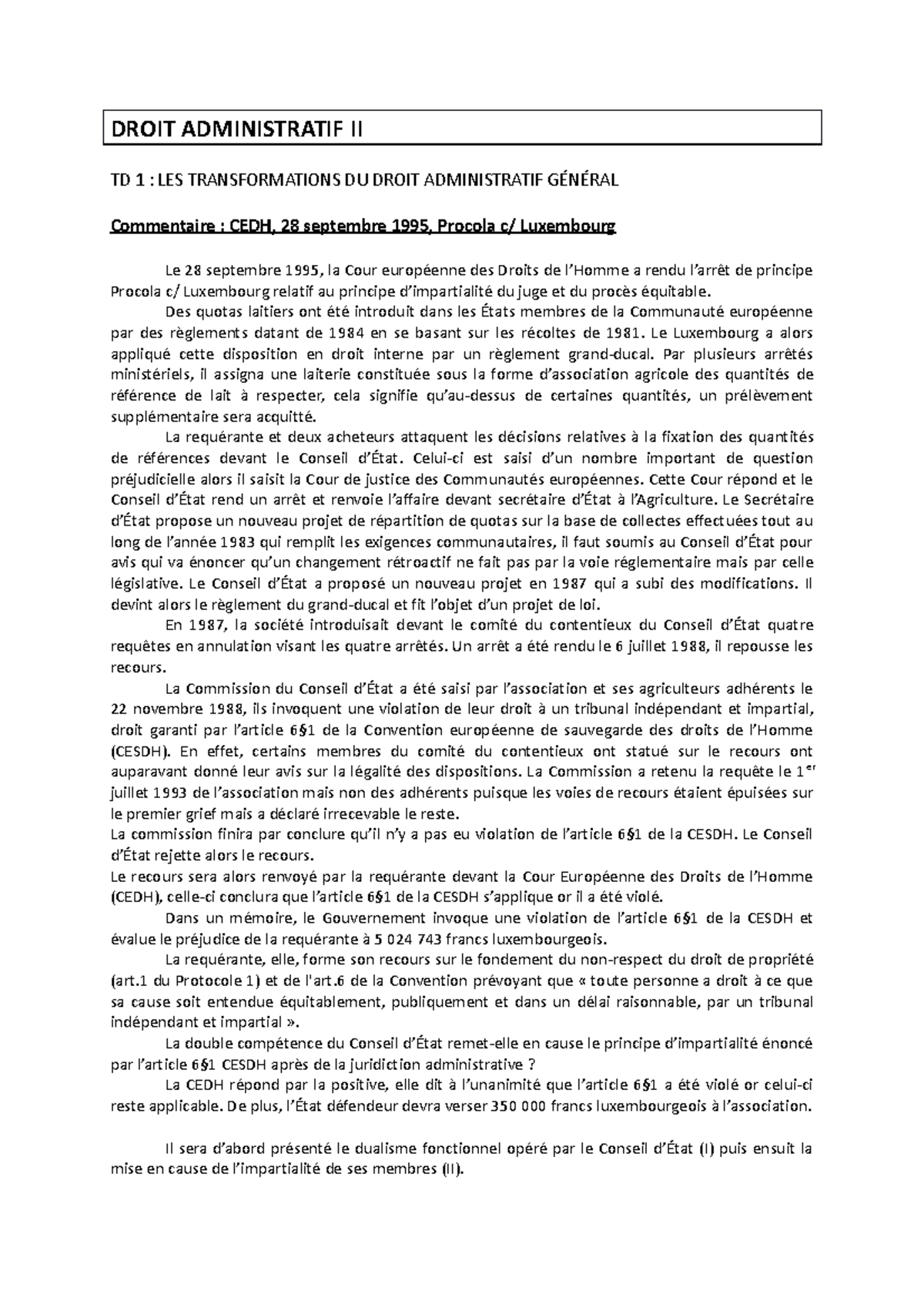 TD I - DROIT ADMINISTRATIF II TD 1 : LES TRANSFORMATIONS DU DROIT ...