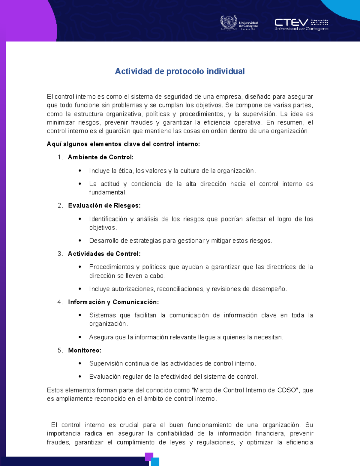 Protocolo Individual C. Interno ·#1 - Actividad de protocolo individual El control interno es ...