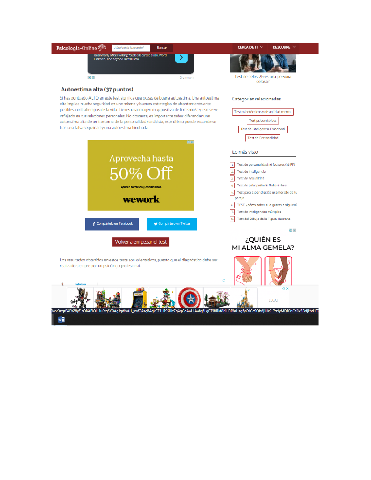 Autoestima - asdasdasdas - Psicología general - Studocu