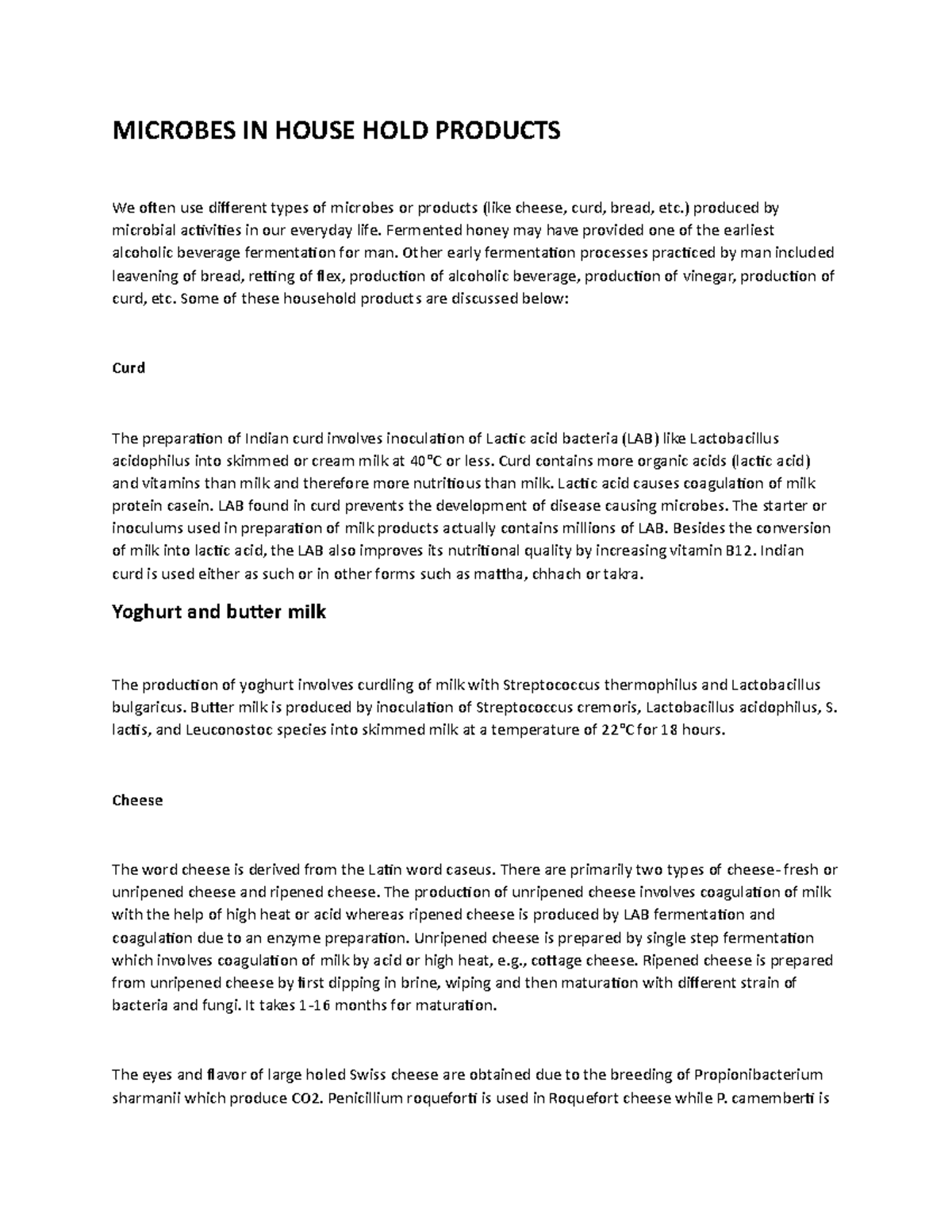 Microbes in house hold products - MICROBES IN HOUSE HOLD PRODUCTS We ...