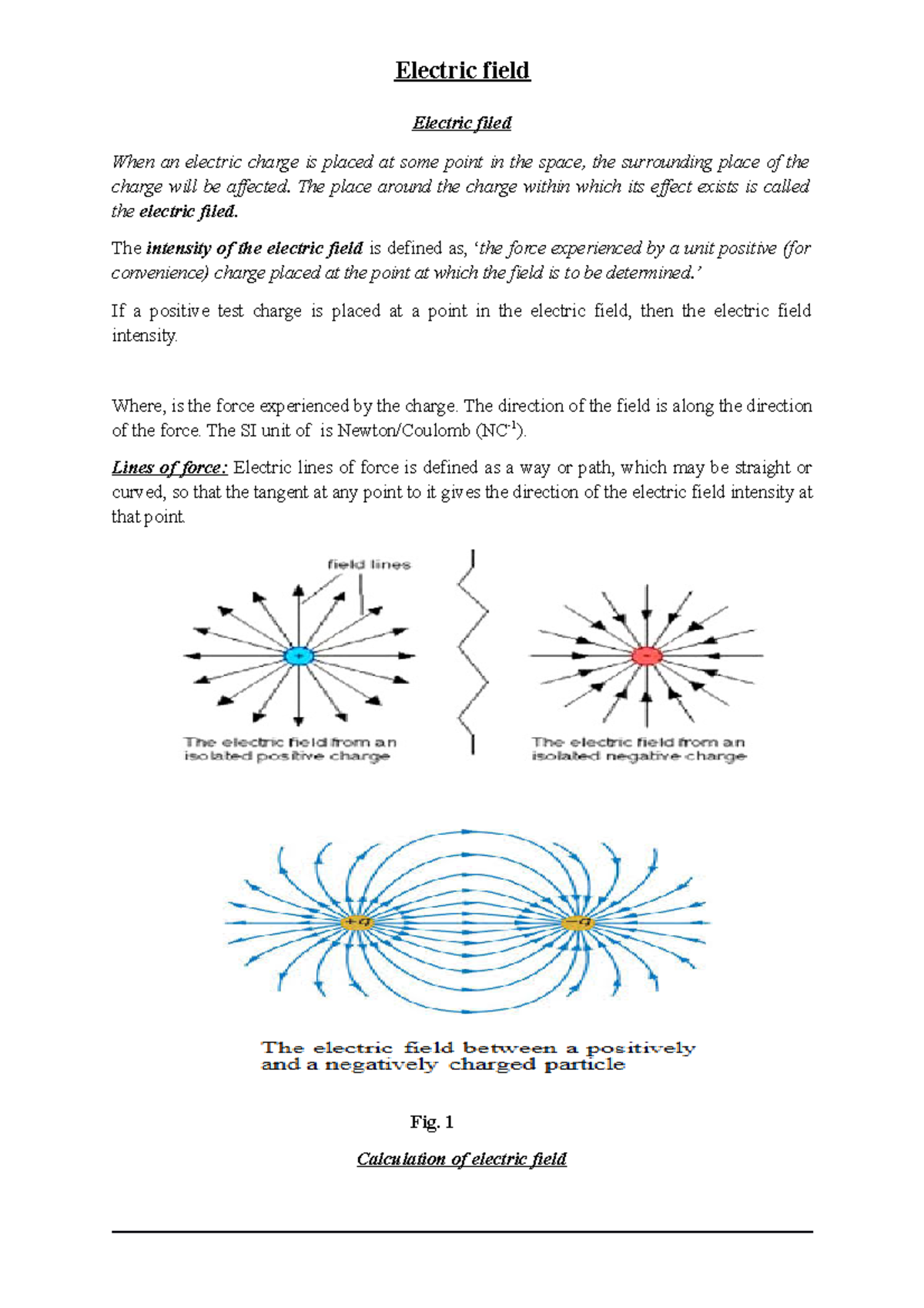 3. LU Electric field - hg tf uf jg - Electric filed When an electric ...
