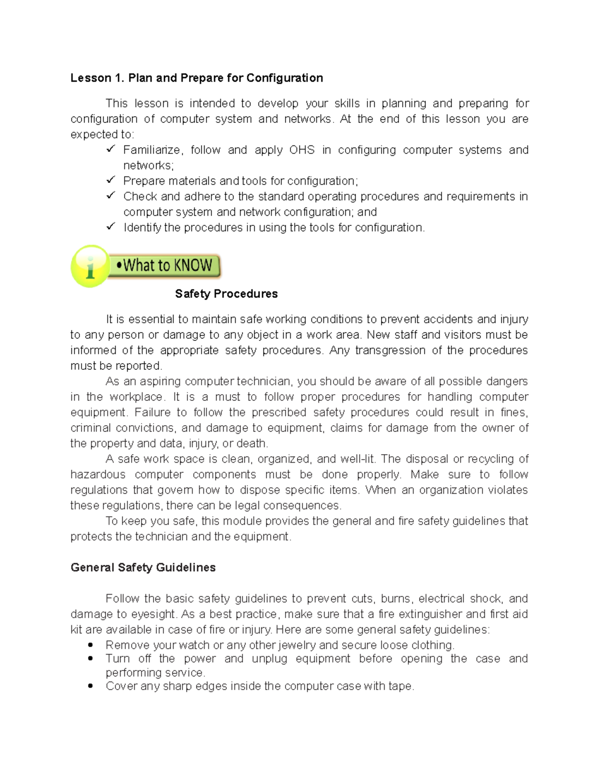 Lesson 4 - Module 2 ICT - Lesson 1. Plan and Prepare for Configuration ...