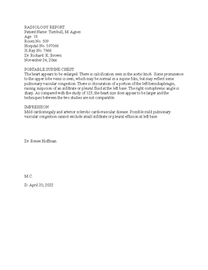 Pathology Report Transcription - PATHOLOGY REPORT Patient Name: Wong, S ...