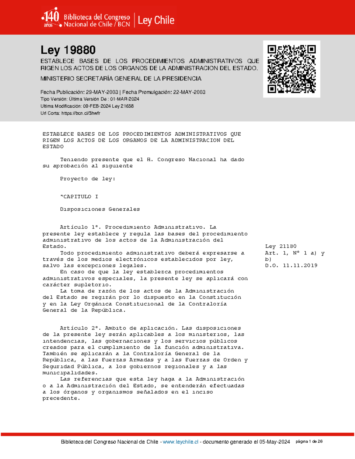 Ley 19880 - material de estudipo semana 6 - Ley 19880 ESTABLECE BASES ...
