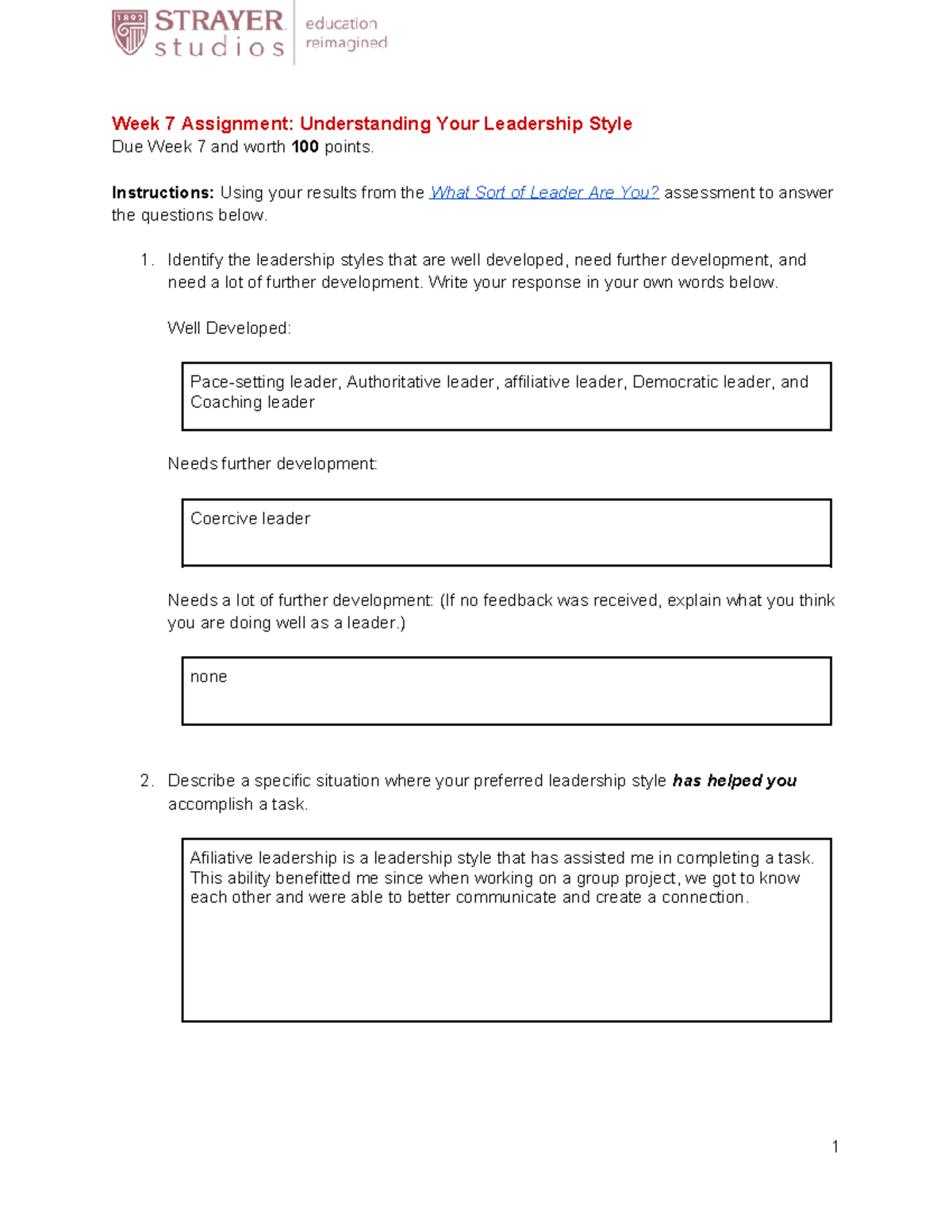 S Williams JGR100 A2 - assignment 2 - Week 7 Assignment: Understanding ...